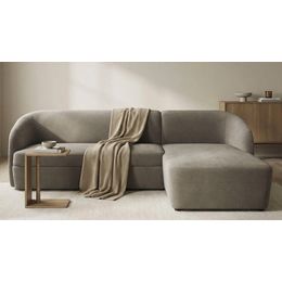 Ecksofa DOMO collection "Orbis, modernes, klares Design mit schmalen, abgerundeten Armlehnen", stone, B:230cm H:74cm T:148cm, 100% Polyester, Sofas, Ecksofa, whlw. mit Bettfunktion u./o. Bettkasten, aus Luxus- Microfaser