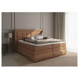 Boxspringbett OTTO HOME "MIVVA inkl. Bettkasten und Topper, Komfortliegeh&ouml;he: 67 cm", terra, B:204cm L:215cm, Holz teilmassiv, Holzwerkstoff, Spanplatte, Komplettbetten, Boxspringbett, in H3, H4 oder Hmix H3/H4, wahlweise mit oder ohne LED-Leuchten