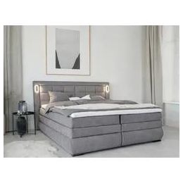 Boxspringbett OTTO HOME "MIVVA inkl. Bettkasten & Topper, Komfortliegeh&ouml;he: 67 cm", hellgrau, B:204cm L:215cm, Holz teilmassiv, Holzwerkstoff, Spanplatte, Komplettbetten, Boxspringbett, in H3, H4 oder Hmix H3/H4, wahlweise mit oder ohne LED-Leuchten