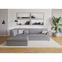 Ecksofa DOMO collection "Topper zeitlos elegant, kompakte Stellma&szlig;eL-Form", grau (wei&szlig;, grau), B:237cm H:78cm T:200cm, Sofas, Ecksofa, mit Ottomane, wahlweise mit Schlaffunktion