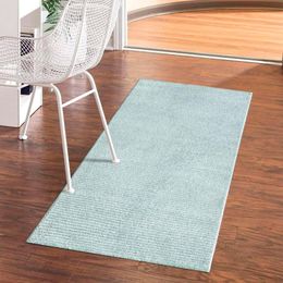 Teppich Carpet City "Frise&eacute;-Teppich FANCY900", gr&uuml;n (mint, t&uuml;rkis), B:80cm H:12mm L:150cm, Polypropylen, Teppiche, Teppich, L&auml;ufer, Kurzflor, Einfarbig, 3D-Optik, Streifen Look, Wohnzimmer