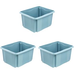 Aufbewahrungsbox keeeper "Emil, 3er Set, 24 L, 41 x 34,5 x 22 cm", nordic blau, B:41cm H:22cm T:34,5cm, Kunststoff, Aufbewahrungsboxen, Aufbewahrungsbox, ineinander und aufeinander stapelbar