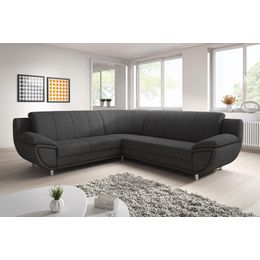 Ecksofa Trendmanufaktur "Rondo II, zeitlos & elegant, bequeme Armlehnen, L-Form", grau (dunkelgrau), B:267cm H:85cm T:247cm, Struktur (100% Polyester), Sofas, Ecksofa, wahlweise mit Federkern, wahlweise mit Bettfunktion, B/T 247/267cm