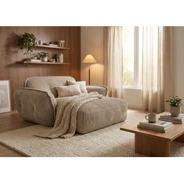 Chaiselongue Trendmanufaktur "Be Fluffy, mit Rundumbezug, Loveseat mit moderner breiter Kedernaht", beige, B:182cm H:87cm T:184cm, 100% Polyester, Sofas, Chaiselongue, mit softem Sitzkomfort, in hochwertigem Breitcord mit weicher Haptik