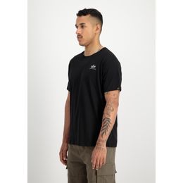 T-Shirt Alpha Industries "Basic T-Shirt SL TPU", Herren, Gr. S, schwarz (schwarz, chrome), Obermaterial: 100% Baumwolle, Shirts T-Shirt