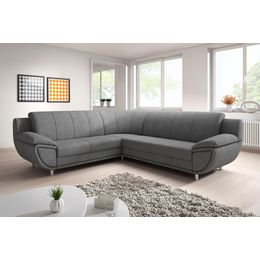 Ecksofa Trendmanufaktur "Rondo II, zeitlos & elegant, bequeme Armlehnen, L-Form", grau (hellgrau), B:267cm H:85cm T:247cm, Struktur (100% Polyester), Sofas, Ecksofa, wahlweise mit Federkern, wahlweise mit Bettfunktion, B/T 247/267cm