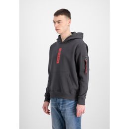 Hoodie Alpha Industries "Alpha Puff Print Hoodie", Damen, Gr. M, grau (vintage grau), Obermaterial: 80% Baumwolle, 20% Polyester, regular fit, Sweatshirts Hoodie