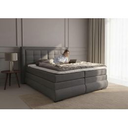 Boxspringbett OTTO HOME "MIVVA inkl. Bettkasten und Topper, Komfortliegeh&ouml;he: 67 cm", anthrazit, B:204cm L:215cm, Holz teilmassiv, Holzwerkstoff, Spanplatte, Komplettbetten, Boxspringbett, in H3, H4 oder Hmix H3/H4, wahlweise mit oder ohne LED-Leuchten