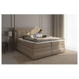 Boxspringbett OTTO HOME "MIVVA inkl. Bettkasten und Topper, Komfortliegeh&ouml;he: 67 cm", cappuccino, B:204cm L:215cm, Holz teilmassiv, Holzwerkstoff, Spanplatte, Komplettbetten, Boxspringbett, in H3, H4 oder Hmix H3/H4, wahlweise mit oder ohne LED-Leuchten