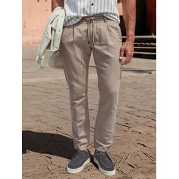 Chinohose Lerros "Leichte Chino mit G&uuml;rtelschlaufen, Baumwollmix", Herren, Gr. 38, L&auml;nge 32, medium kitt, 80% Baumwolle, 20% Leinen, Hosen Chinohose