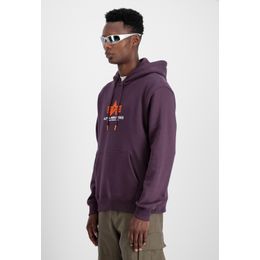 Hoodie Alpha Industries "Basic Hoodie BL Rubber", Herren, Gr. L, lila (plum), Obermaterial: 80% Baumwolle, 20% Polyester, regular fit, Sweatshirts Hoodie