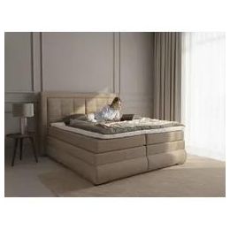 Boxspringbett OTTO HOME "MIVVA inkl. Bettkasten und Topper, Komfortliegeh&ouml;he: 67 cm", cappuccino, B:204cm L:215cm, Holz teilmassiv, Holzwerkstoff, Spanplatte, Komplettbetten, Boxspringbett, in H3, H4 oder Hmix H3/H4, wahlweise mit oder ohne LED-Leuchten