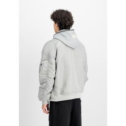 Bomberjacke Alpha Industries "MA-1 D-Tec Studio", Herren, Gr. XXL, grau (pastel grau), Obermaterial: 100% Nylon, Futter: 100% Nylon, Kapuze: 75% Baumwolle, 25% Polyester, F&uuml;llung: 100% Polyester, Jacken Bomberjacke