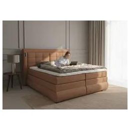 Boxspringbett OTTO HOME "MIVVA inkl. Bettkasten und Topper, Komfortliegeh&ouml;he: 67 cm", terra, B:204cm L:215cm, Holz teilmassiv, Holzwerkstoff, Spanplatte, Komplettbetten, Boxspringbett, in H3, H4 oder Hmix H3/H4, wahlweise mit oder ohne LED-Leuchten