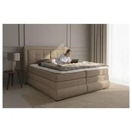 Boxspringbett OTTO HOME "MIVVA inkl. Bettkasten und Topper, Komfortliegeh&ouml;he: 67 cm", cappuccino, B:204cm L:215cm, Holz teilmassiv, Holzwerkstoff, Spanplatte, Komplettbetten, Boxspringbett, in H3, H4 oder Hmix H3/H4, wahlweise mit oder ohne LED-Leuchten