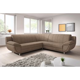Ecksofa Trendmanufaktur "Rondo II, zeitlos & elegant, bequeme Armlehnen, L-Form", braun (tan), B:267cm H:85cm T:247cm, Struktur (100% Polyester), Sofas, Ecksofa, wahlweise mit Federkern, wahlweise mit Bettfunktion, B/T 267/247cm