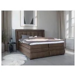 Boxspringbett OTTO HOME "MIVVA inkl. Bettkasten & Topper, Komfortliegeh&ouml;he: 67 cm", braun, B:204cm L:215cm, Holz teilmassiv, Holzwerkstoff, Spanplatte, Komplettbetten, Boxspringbett, in H3, H4 oder Hmix H3/H4, wahlweise mit oder ohne LED-Leuchten