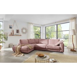 Ecksofa Home Affaire "Enisa XXL B/T/H: 325/224/85 cm L-Form", rosa (ros&eacute;), B:325cm, Cord (88% Polyester / 12% Polyacryl), Sofas, Ecksofa, Kuschelig, gem&uuml;tlich, in 5 Farben, Bezug in Cord, mit 2 Zierkissen