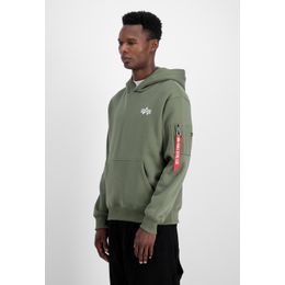 Hoodie Alpha Industries "Signature Backprint Hoodie", Herren, Gr. L, gr&uuml;n (sage, gr&uuml;n), Obermaterial: 80% Baumwolle, 20% Polyester, regular fit, Sweatshirts Hoodie