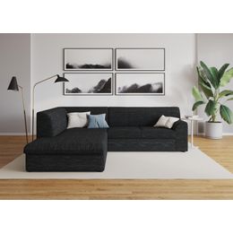 Ecksofa DOMO collection "Topper zeitlos elegant, kompakte Stellma&szlig;eL-Form", grau (anthrazit, gr), B:237cm H:78cm T:200cm, Sofas, Ecksofa, mit Ottomane, wahlweise mit Schlaffunktion