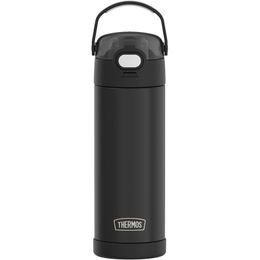 Isolierflasche Thermos "FUNTAINER Water Bottle, doppelwandiger Edelstahl, sp&uuml;lmaschinenfest", schwarz, H:21,6cm, Edelstahl, Kunststoff, Silikon, Trinkflaschen, Isolierflasche, 0,47l, 12h kalt, mit dichschlie&szlig;endem Push Button Lid