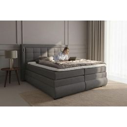 Boxspringbett OTTO HOME "MIVVA inkl. Bettkasten und Topper, Komfortliegeh&ouml;he: 67 cm", anthrazit, B:204cm L:215cm, Holz teilmassiv, Holzwerkstoff, Spanplatte, Komplettbetten, Boxspringbett, in H3, H4 oder Hmix H3/H4, wahlweise mit oder ohne LED-Leuchten