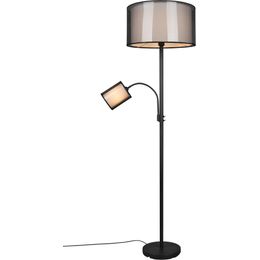 Trio LEUCHTEN Stehlampe "BURTON", schwarz (schwarz matt), 2, &Oslash; 45cm H: 174cm, 1 Stk., Leuchten, Stehleuchte mit Lesearm, Deckenfluter Doppelschirm Textil, H&ouml;he 174 cm, Stehlampe