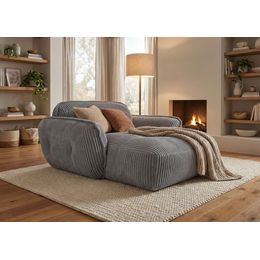 Chaiselongue Trendmanufaktur "Be Fluffy, mit Rundumbezug, Loveseat mit moderner breiter Kedernaht", grau, B:182cm H:87cm T:184cm, 100% Polyester, Sofas, Chaiselongue, mit softem Sitzkomfort, in hochwertigem Breitcord mit weicher Haptik
