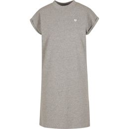 Shirtkleid MISS TEE "Miss Tee Heart EMB Ladies Turtle Extended Shoulder Dress", Damen, Gr. M, US-Gr&ouml;&szlig;en, erdgrau, 100% Baumwolle, normal, Rundhals, Kleider Shirtkleid