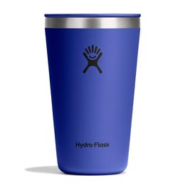 Thermobecher Hydro Flask "16 OZ All Around Tumbler Press-In Lid, 473 ml", capri blau, H:14,4cm &Oslash;:8,7cm, Edelstahl, Trinkgef&auml;&szlig;e, Thermobecher, Kompatibel mit Trinkhalmdeckel und verschlie&szlig;baren Eindr&uuml;ckdeckel