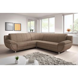 Ecksofa Trendmanufaktur "Rondo II, zeitlos & elegant, bequeme Armlehnen, L-Form", braun (tan), B:267cm H:85cm T:247cm, Struktur (100% Polyester), Sofas, Ecksofa, wahlweise mit Federkern, wahlweise mit Bettfunktion, B/T 247/267cm