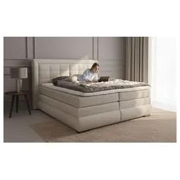 Boxspringbett OTTO HOME "MIVVA inkl. Bettkasten und Topper, Komfortliegeh&ouml;he: 67 cm", beige, B:204cm L:215cm, Holz teilmassiv, Holzwerkstoff, Spanplatte, Komplettbetten, Boxspringbett, in H3, H4 oder Hmix H3/H4, wahlweise mit oder ohne LED-Leuchten