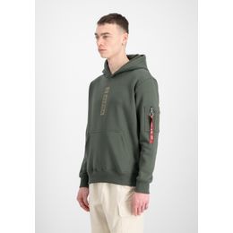 Hoodie Alpha Industries "Alpha Puff Print Hoodie", Damen, Gr. L, gr&uuml;n (schwarz olive), Obermaterial: 80% Baumwolle, 20% Polyester, regular fit, Sweatshirts Hoodie