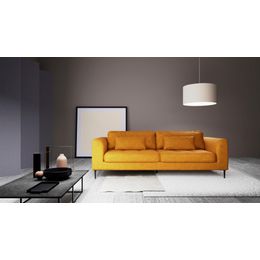 3-Sitzer Trendmanufaktur "Luzi, gem&uuml;tlich elegant, tolle Detailverarbeitung, Steppung im Sitz", orange (golden orange), B:220cm H:80cm T:99cm, 100% Polyester, Sofas, wahlweise mit Schlaffunktion und Bettkasten, inklusive Nierenkissen