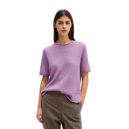 Marc O'Polo Strickpullover MARC O'POLO "aus Organic Cotton-Leinen-Mix", Damen, Gr. XS, warm lila, Obermaterial: 52% Baumwolle, 48% Leinen, unifarben, Rundhals, Pullover Strickpullover