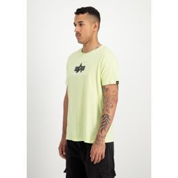 T-Shirt Alpha Industries "Basic T-Shirt BL Rubber", Herren, Gr. L, gr&uuml;n (arctic lime), Obermaterial: 90% Baumwolle, 10% Polyester, Shirts T-Shirt
