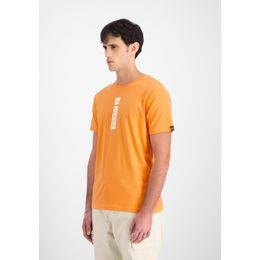T-Shirt Alpha Industries "Alpha Puff Print T-Shirt", Herren, Gr. L, orange (tangerine), Obermaterial: 100% Baumwolle, Shirts T-Shirt