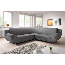 Ecksofa Trendmanufaktur "Rondo II, zeitlos & elegant, bequeme Armlehnen, L-Form", grau (hellgrau), B:267cm H:85cm T:247cm, Struktur (100% Polyester), Sofas, Ecksofa, wahlweise mit Federkern, wahlweise mit Bettfunktion, B/T 267/247cm
