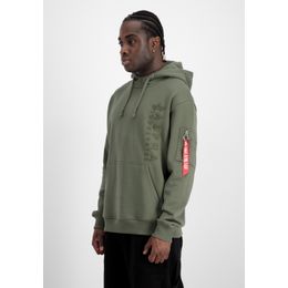 Hoodie Alpha Industries "Embroidery Hoodie", Herren, Gr. L, gr&uuml;n (schwarz olive), Obermaterial: 80% Baumwolle, 20% Polyester, regular fit, Sweatshirts Hoodie