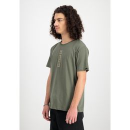 T-Shirt Alpha Industries "Alpha Puff Print T-Shirt", Herren, Gr. L, gr&uuml;n (schwarz olive), Obermaterial: 100% Baumwolle, Shirts T-Shirt