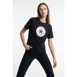 T-Shirt Converse "CHUCK PATCH TEE", Damen, Gr. M, schwarz, Obermaterial: 100% Baumwolle, Shirts T-Shirt, f&uuml;r Erwachsene, sportlicher Stil, Kurzarm, f&uuml;r Sport und Freizeit