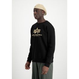 Sweater Alpha Industries "Basic Sweatshirt Carbon", Herren, Gr. L, schwarz (schwarz, gold), Obermaterial: 80% Baumwolle, 20% Polyester, regular fit, Sweatshirts Sweater