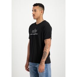 T-Shirt Alpha Industries "Basic Mid Logo TPU T-Shirt", Herren, Gr. L, schwarz (schwarz, chrome), Obermaterial: 100% Baumwolle, Shirts T-Shirt