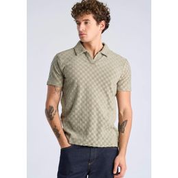 Poloshirt LINDBERGH "Poloshirt Relaxed Fit", Herren, Gr. L, dusty olive, Obermaterial: 83% Baumwolle, 17% Polyester, l&auml;ssig geschnitten, V-Ausschnitt, Shirts