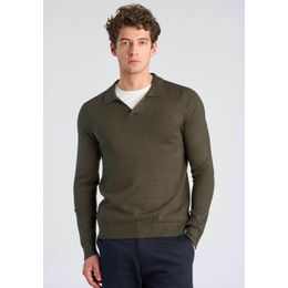 Strickpullover LINDBERGH "Strickpullover Slim Fit", Herren, Gr. XL, deep olive mix, Obermaterial: 80% Viskose, 20% Nylon, V-Ausschnitt, Pullover Strickpullover
