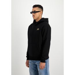 Hoodie Alpha Industries "Basic Hoodie SL TPU", Herren, Gr. L, schwarz (schwarz, gold), Obermaterial: 80% Baumwolle, 20% Polyester, regular fit, Sweatshirts Hoodie