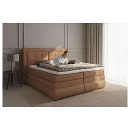 Boxspringbett OTTO HOME "MIVVA inkl. Bettkasten und Topper, Komfortliegeh&ouml;he: 67 cm", terra, B:204cm L:215cm, Holz teilmassiv, Holzwerkstoff, Spanplatte, Komplettbetten, Boxspringbett, in H3, H4 oder Hmix H3/H4, wahlweise mit oder ohne LED-Leuchten