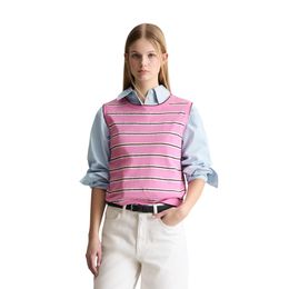 Marc O'Polo Rundhalspullover MARC O'POLO DENIM "aus Organic-Cotton-Modal-Mix", Damen, Gr. L, light pink, Obermaterial: 65% Baumwolle, 26% Modal, 9% Polyamid, gestreift, Rundhals, Pullover Rundhalspullover