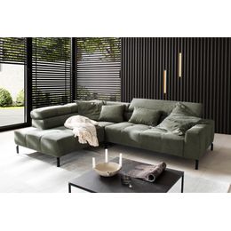 Ecksofa Home Affaire "Claya, L-Form, incl. Kopfteilverstellung, Breite 276 cm", gr&uuml;n (oliv), B:276cm H:71cm T:219cm, 95% Polyester, 5% Nylon, Sofas, Ecksofa, wahlweise elektrischer Sitzvorzug