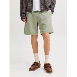 Jack & Jones Sweatshorts JACK & JONES "JPSTKARL NORREBRO SWEAT SHORTS REG SN", Herren, Gr. S, N-Gr, seagrass, angeraute Sweatware, Obermaterial: 89% Baumwolle, 11% Polyester, unifarben, relaxed fit knielang, Hosen Sweatshorts, Baumwollmischung, relaxed fit